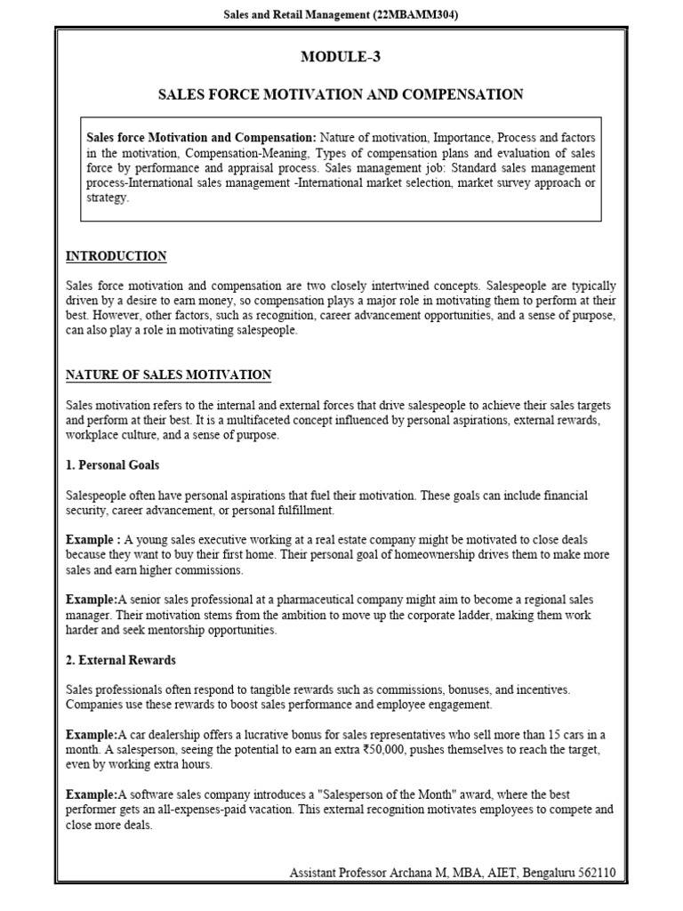 SRM Module 3 | PDF | Sales | Motivation