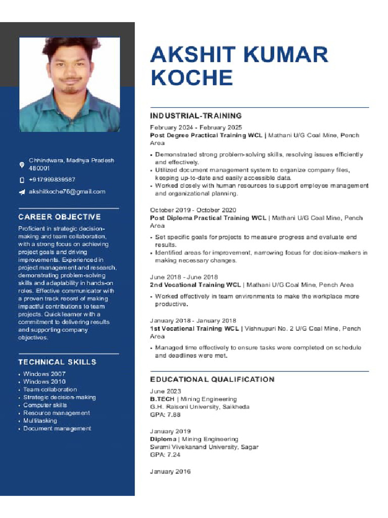 Akshit Kumar Koche Resume | PDF
