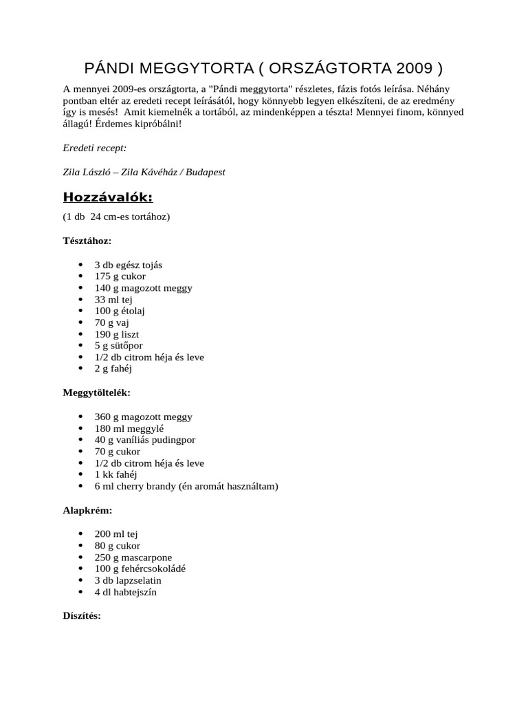 Pándi meggytorta | PDF