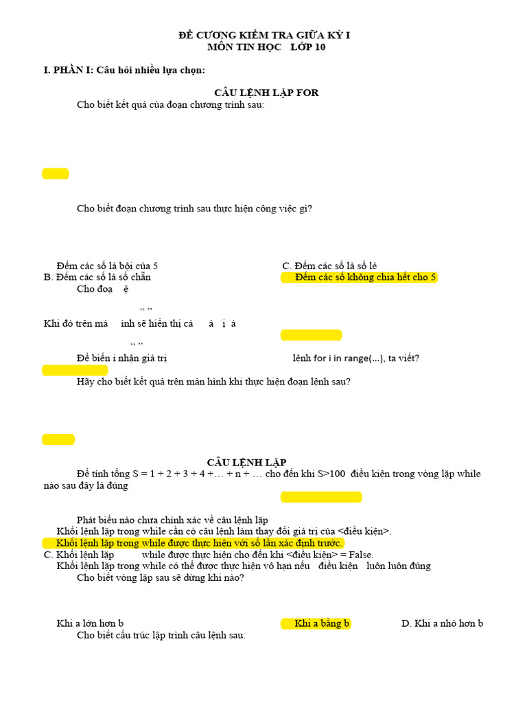 Đề cương Tin GK2 | PDF