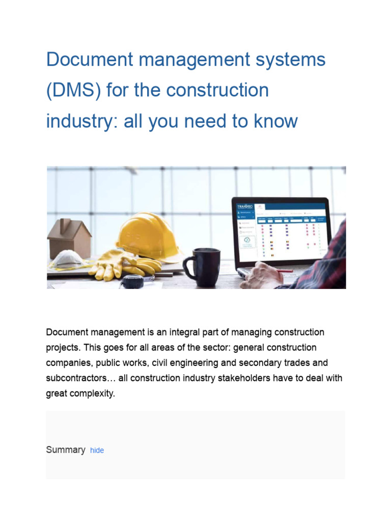 Document Management Systems (DMS) For The Construction Industry - All You Need To Know | PDF ...