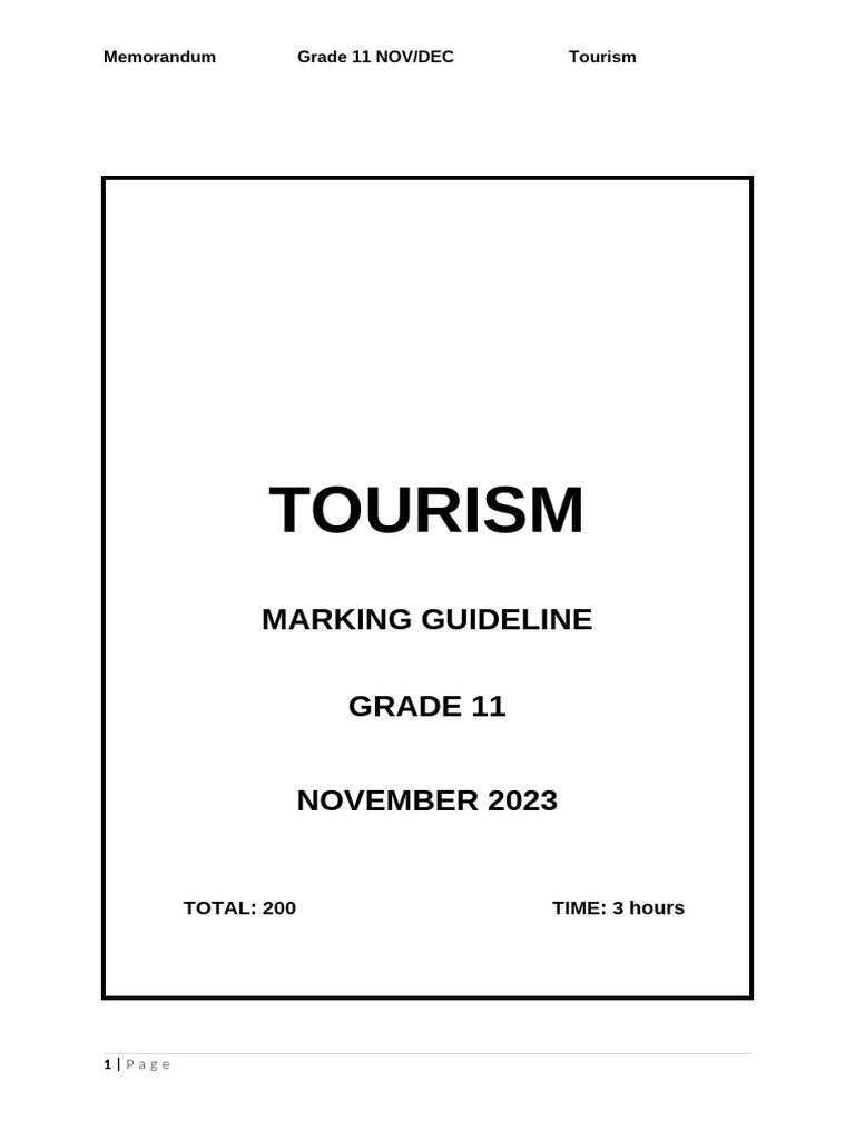 Tourism GR 11 Nov 2023 Memo | PDF | Tourism | Bus