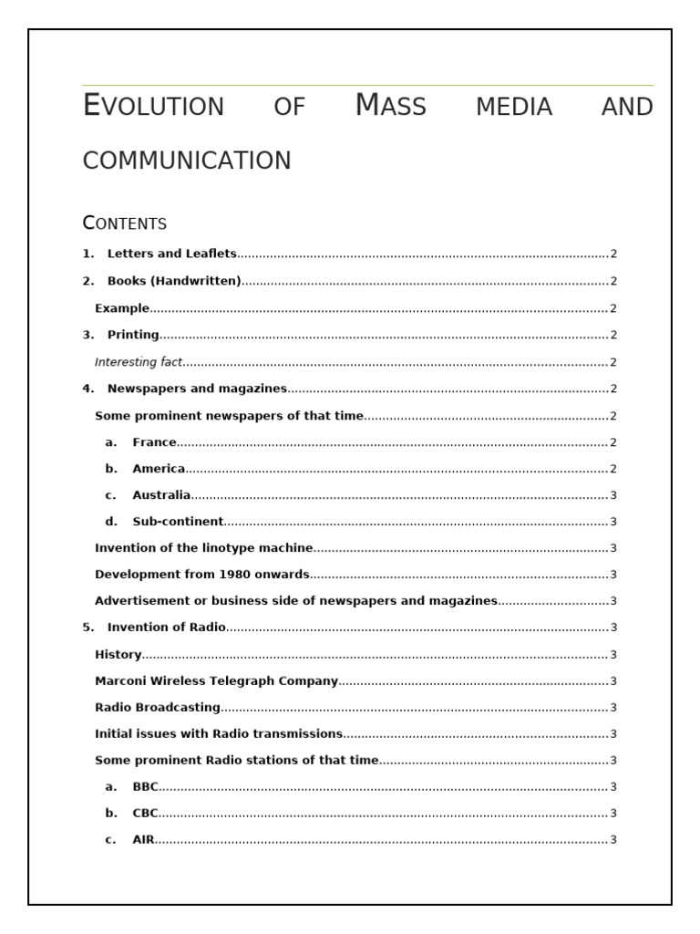 Topic No 02B Evolution of Mass Media and Communication (Second Version ...