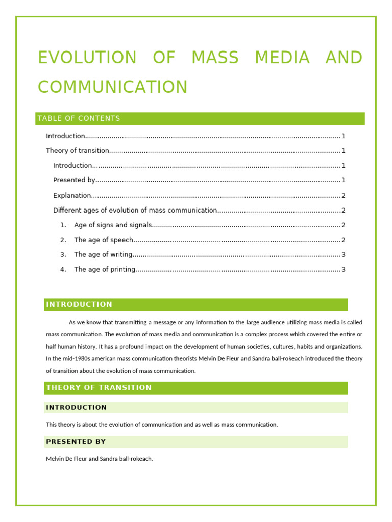 Topic No 02A Evolution of Mass Media and Communication (First Version ...