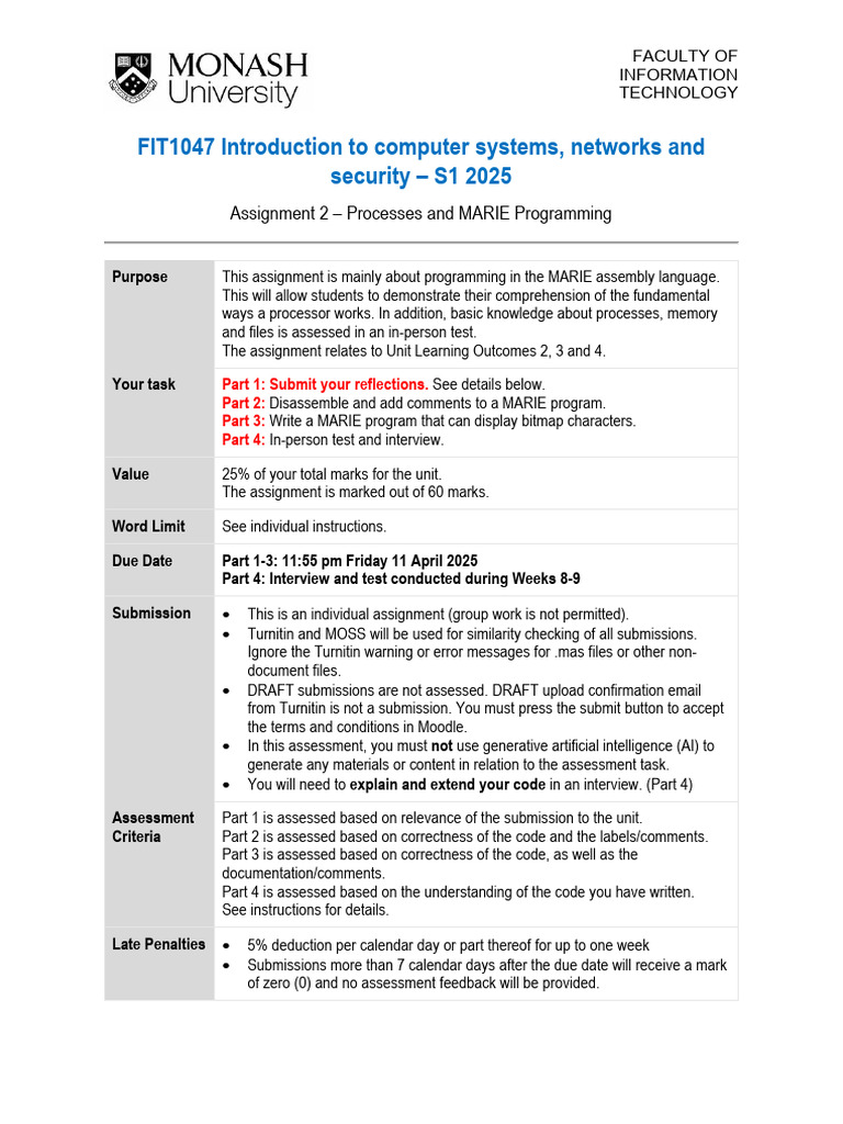 FIT 1047 Assignment 2 Question | PDF | Computer Program | Programming