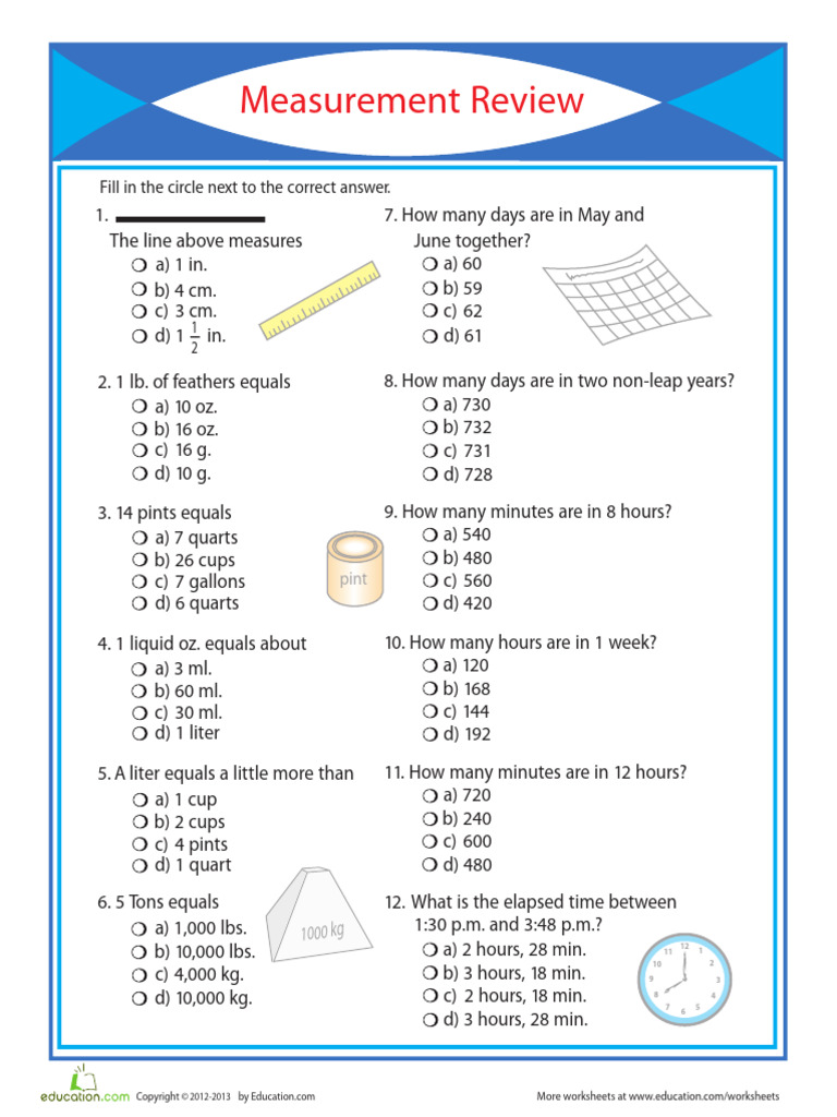 Units Measurement Practice Test | PDF | Pint | Litre