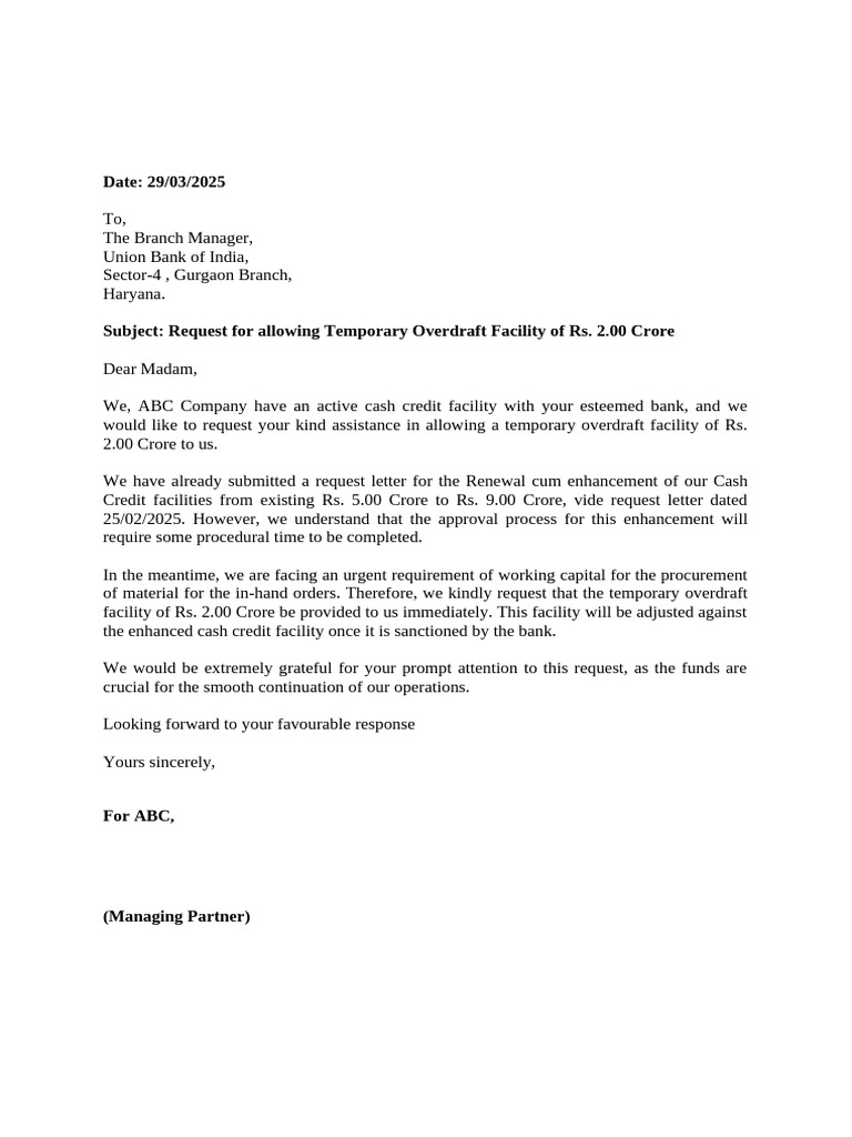 Request Letter For TOD | PDF