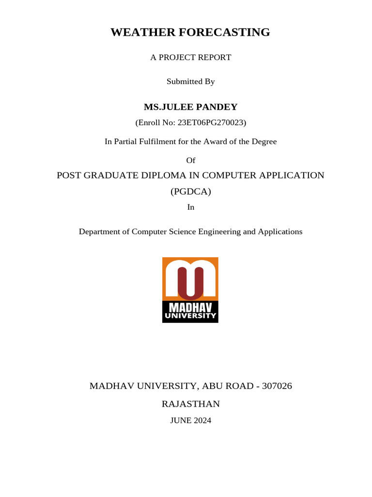 Weather Forecasting by Julee Pandey | PDF | Dependent And Independent Variables | Regression ...
