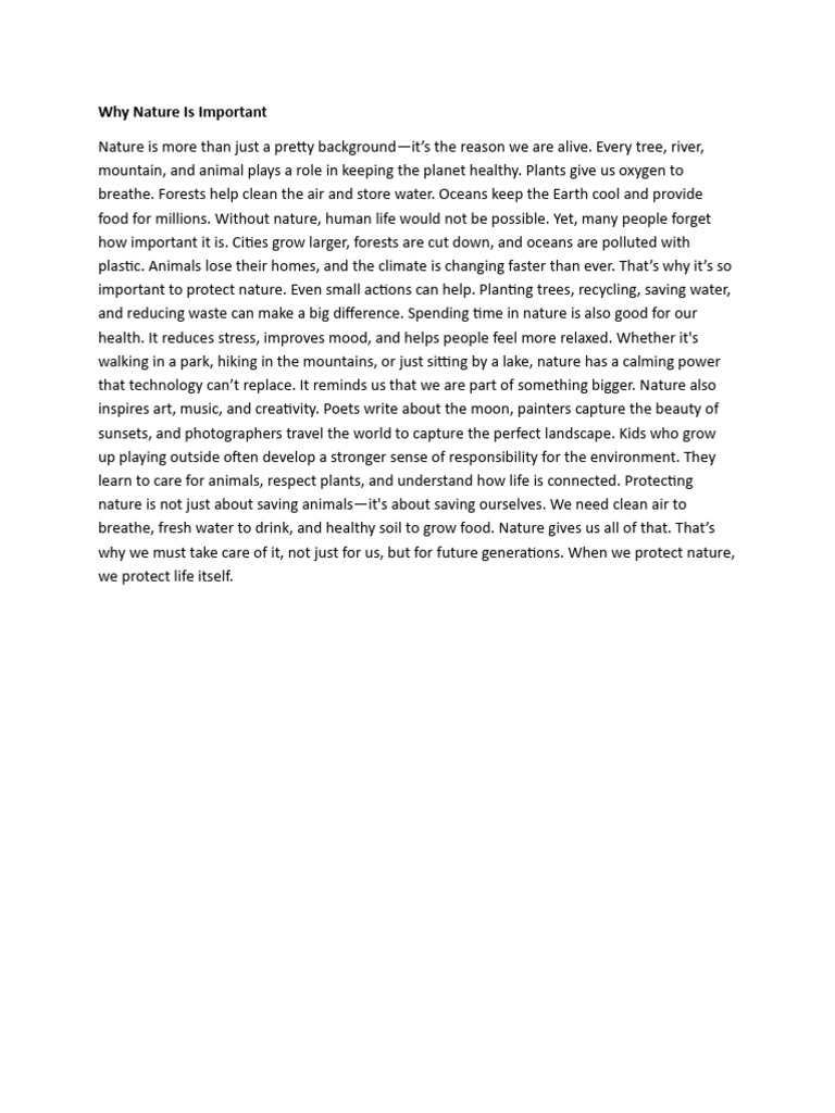Why Nature Is Important | PDF