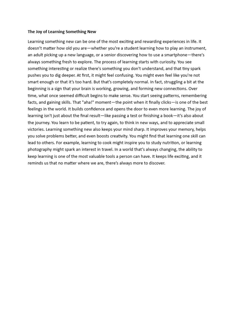The Joy of Learning Something New | PDF