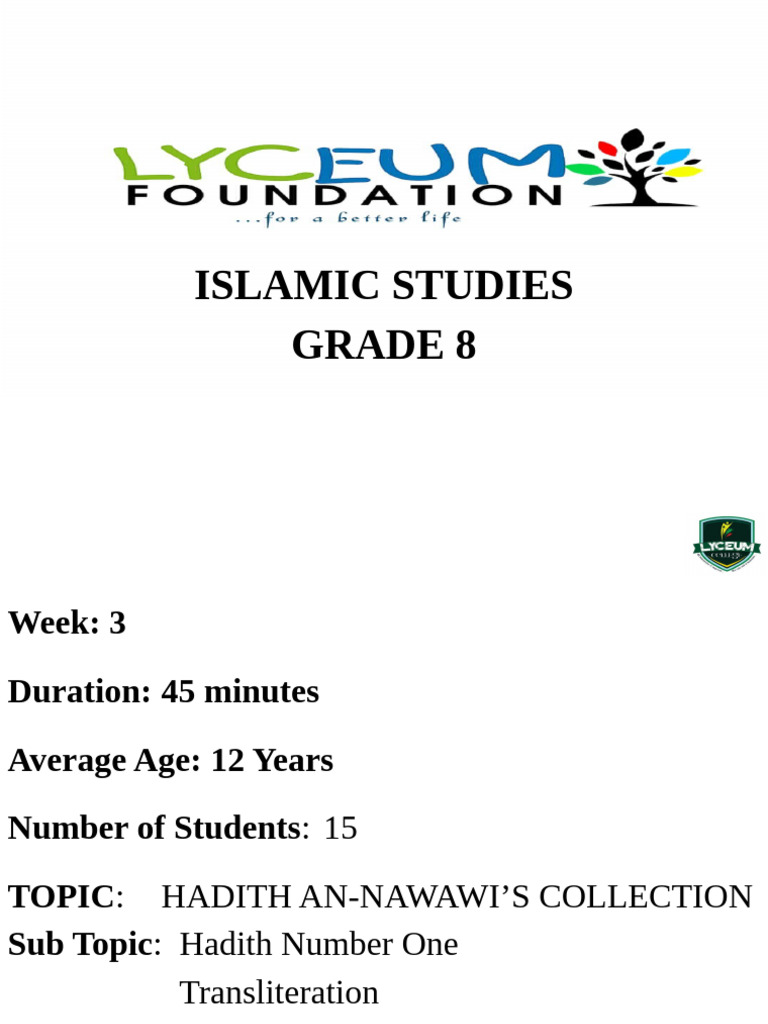 Islamic Studies, Grade 8 Week 3 | PDF | Hadith | Prophets And ...