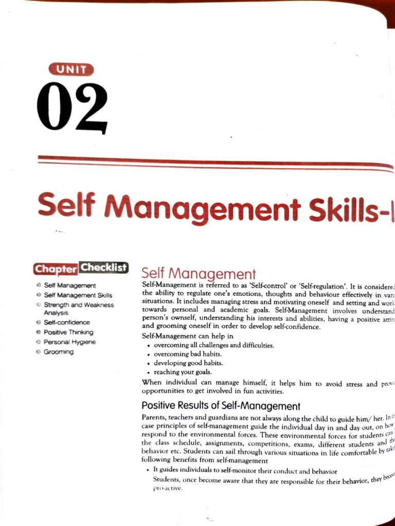 Self Management Skills 1 | PDF | Thought | Goal