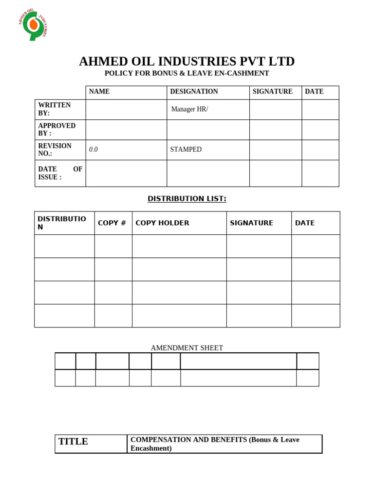 Bonus & Leace Encashment | PDF | Employment | Employee Relations