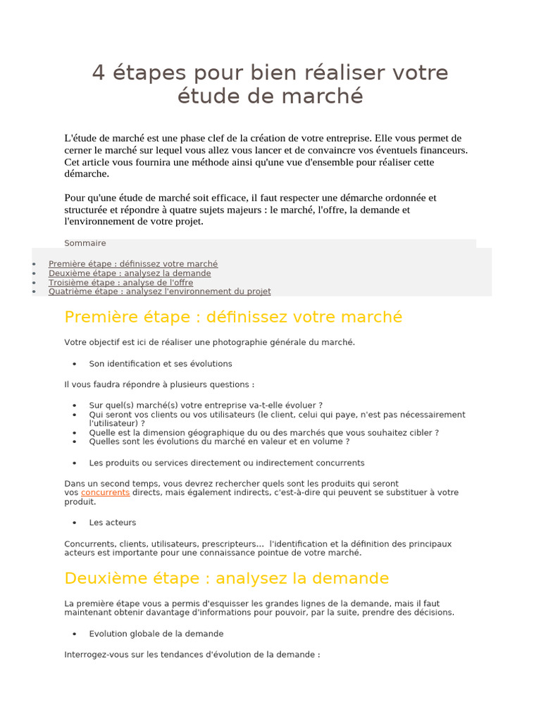 4 étapes clés de l'étude de marché | PDF | Marché (Économie) | Économie