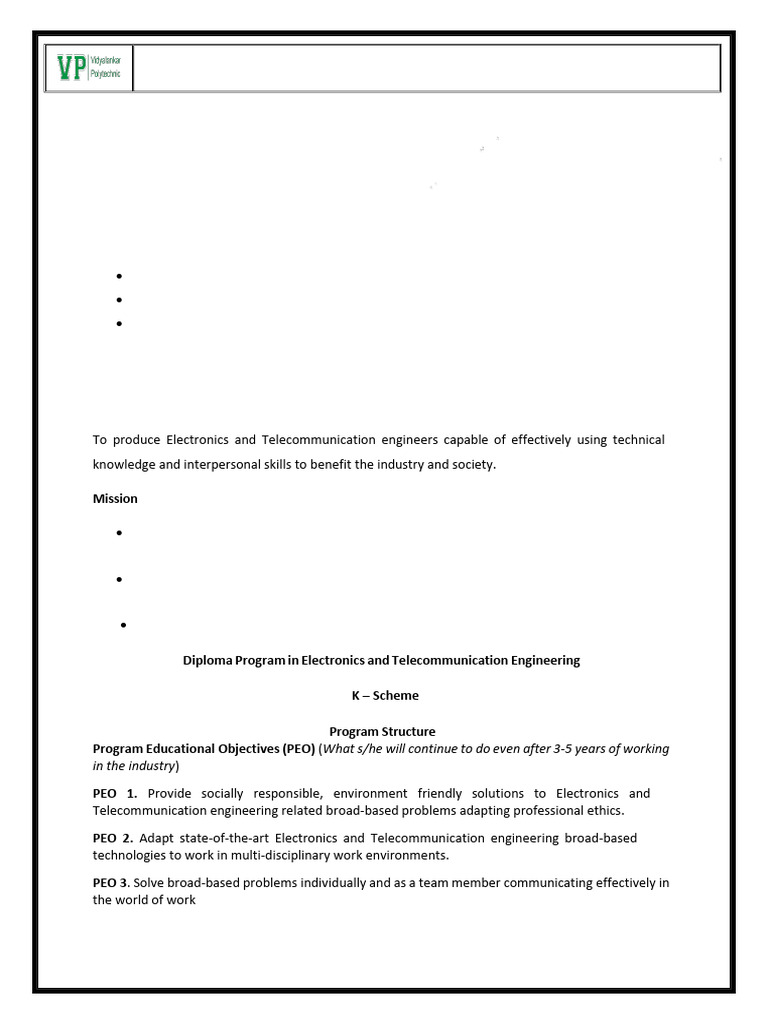 Diploma in Electronics & Telecom Engineering | PDF | Engineering | Learning
