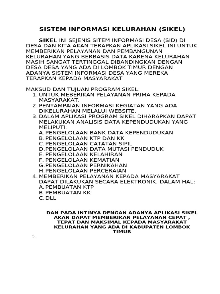 Sistem Informasi Kelurahan SIKEL | PDF