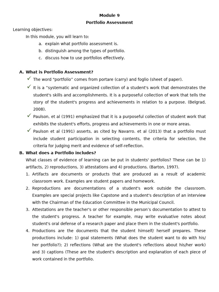 (Module 9) Assessment in Learning 2 | PDF | Learning | Education Theory