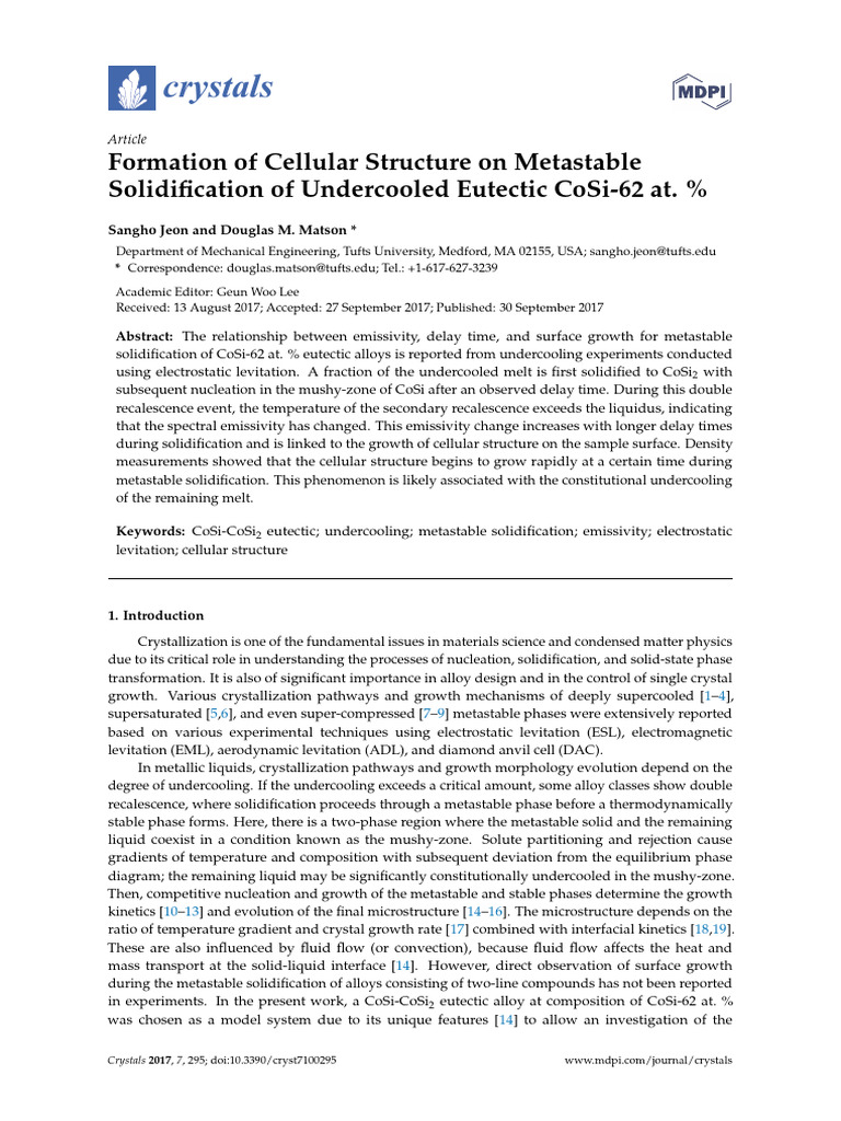 Formation of Cellular Structure On Metastable Solidification of 2017 ...