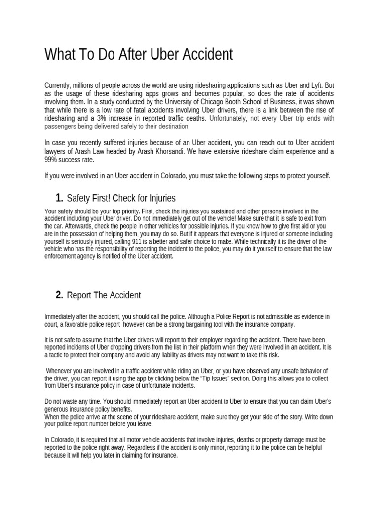 What To Do After Uber Acciden2 | PDF | Traffic Collision | Liability ...