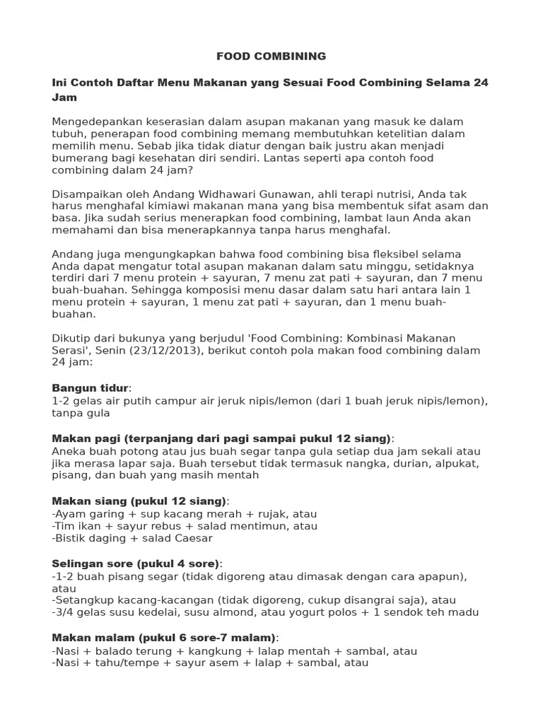 FOD COMBING - Contoh Dafta Menu | PDF