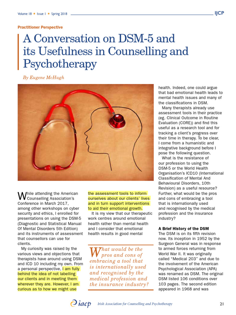 DSM-5 in Counselling: Pros and Cons | PDF | Psychotherapy | Diagnostic ...