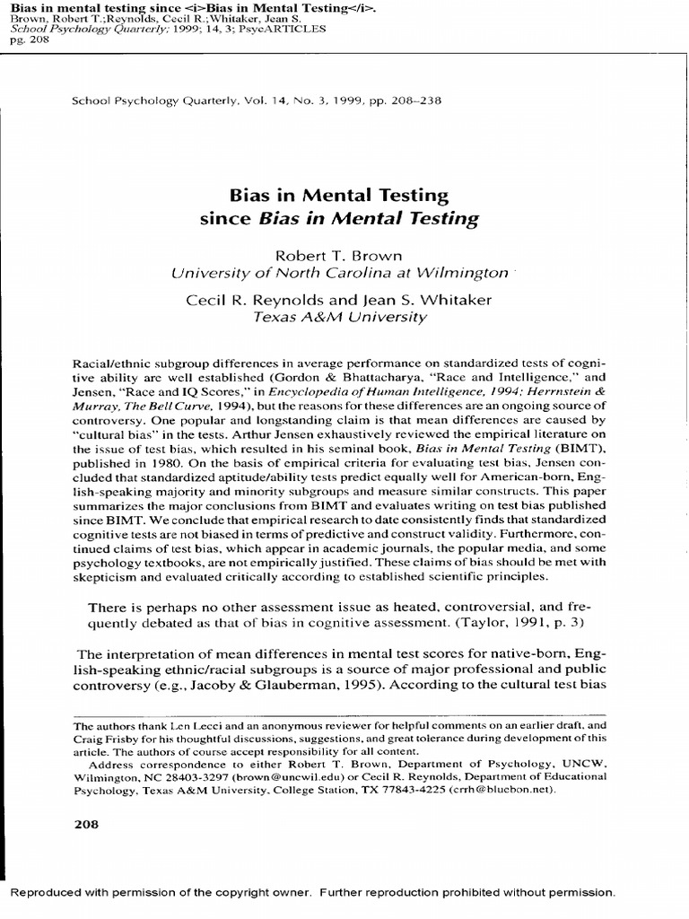 Bias in Mental Testing Since Bias in Mental Testing | PDF | Validity ...