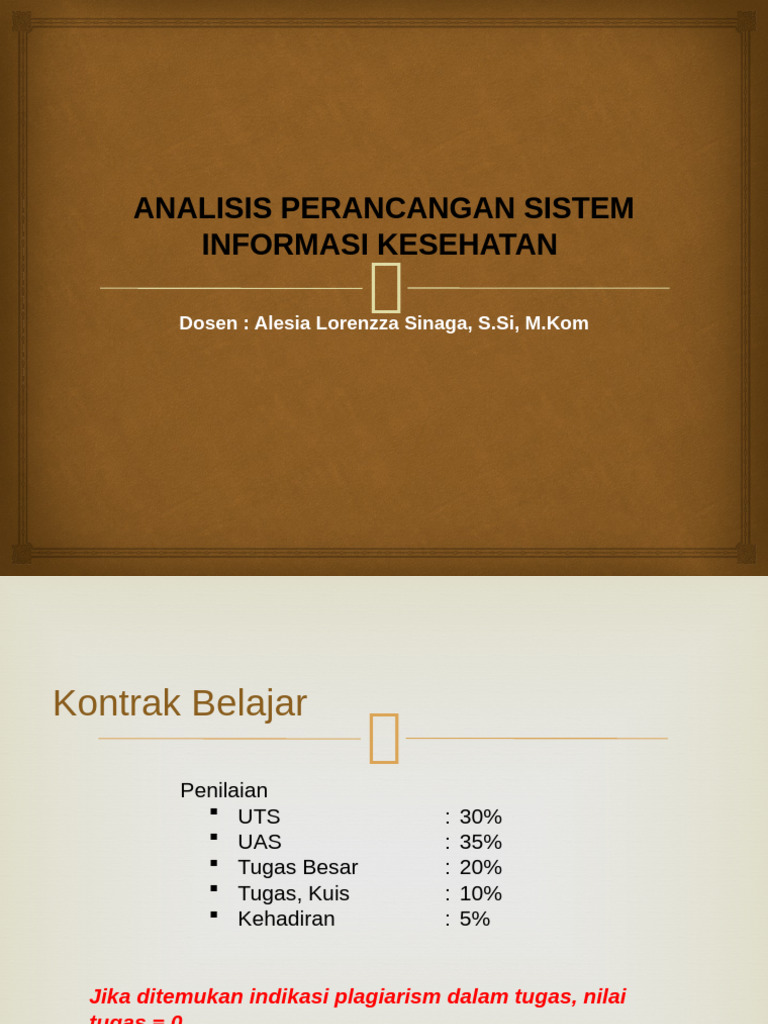 Pertemuan 1 - Analisis Perancangan Sistem Informasi Kesehataan | PDF