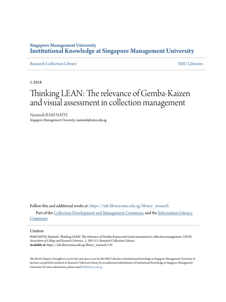 The Relevance of Gemba-Kaizen | PDF | Lean Manufacturing | Libraries