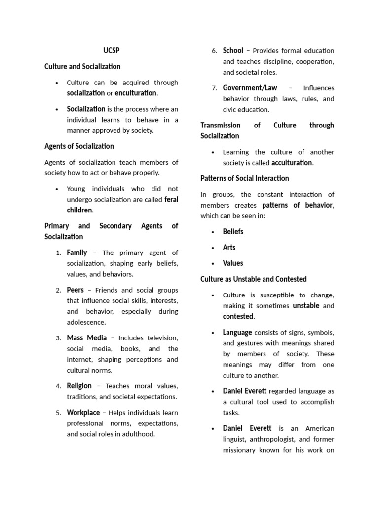 Ucsp Final Exam Reviewer | PDF | Socialization | Liberal Arts Education