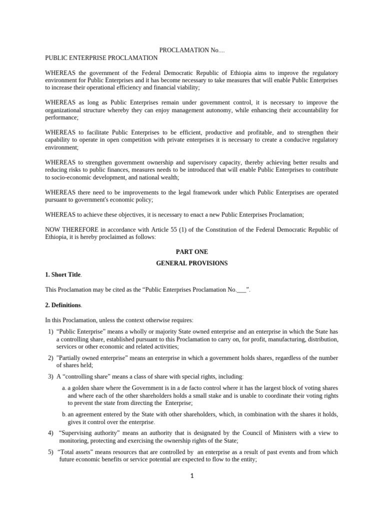 PE Draft Proclamation English Version Finall | PDF | Audit | Equity (Finance)