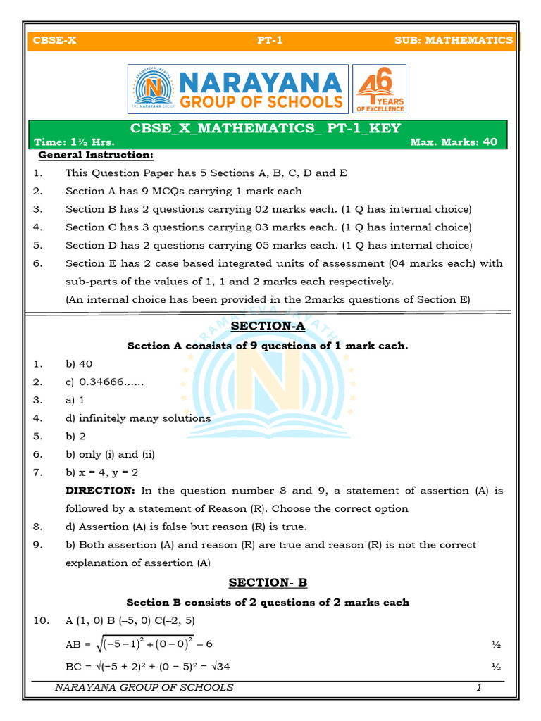 CBSE_X_MATHS_PT-1_PAN INDIA(Except MH)_(2025-26)-KEY | PDF | Equations ...
