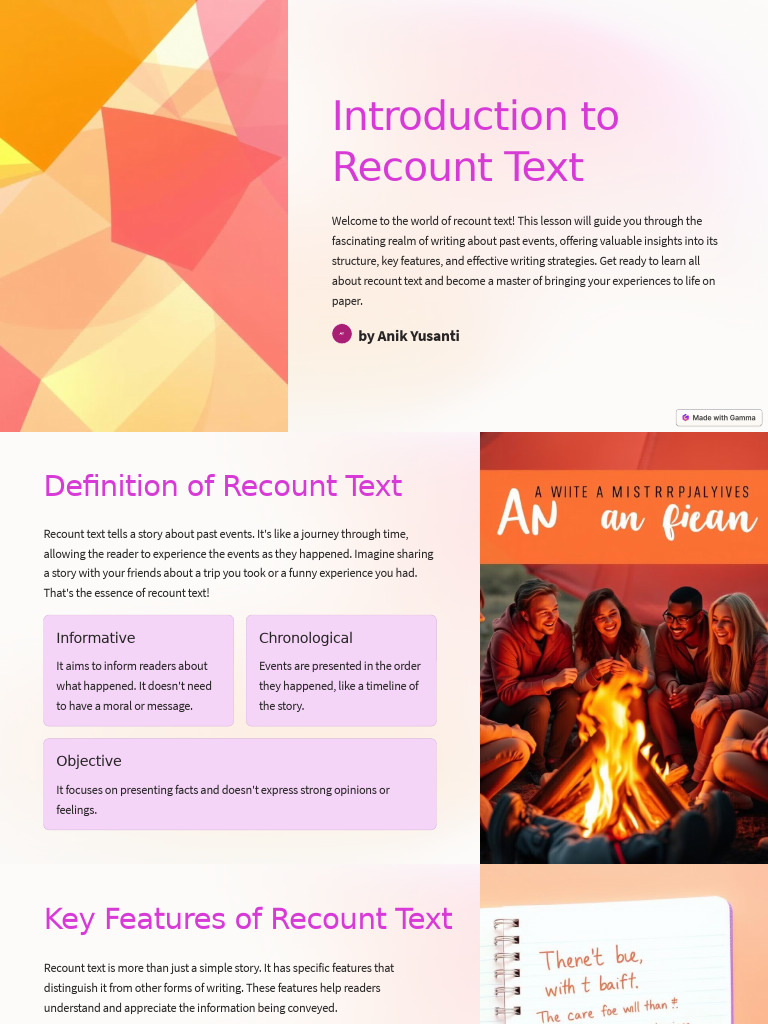 Introduction To Recount Text | PDF | Thought | Narrative