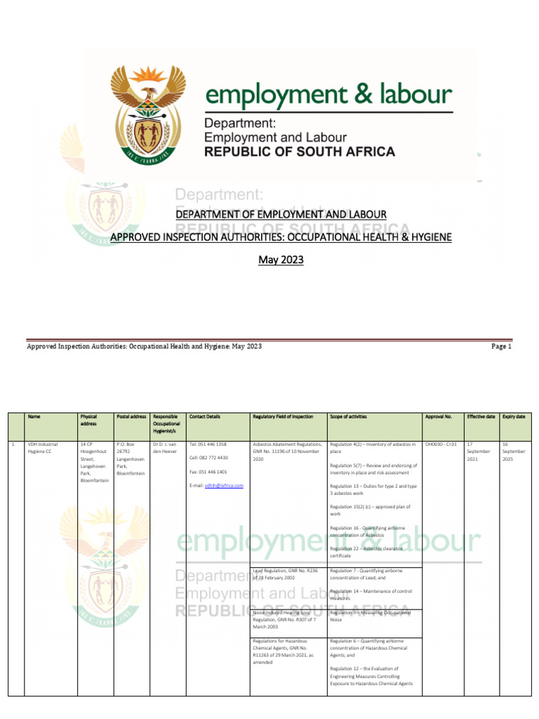 Approved Inspection Authorities 2023 | PDF | Occupational Safety And ...