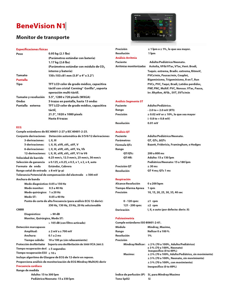 BeneVision N1 Datasheet ESP 20211225 8.0 v2.0 | PDF | Ieee 802.11 ...