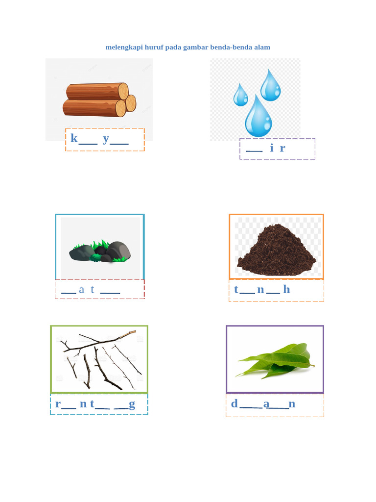 Melengkapi Huruf Pada Gambar Benda - 072743 | PDF