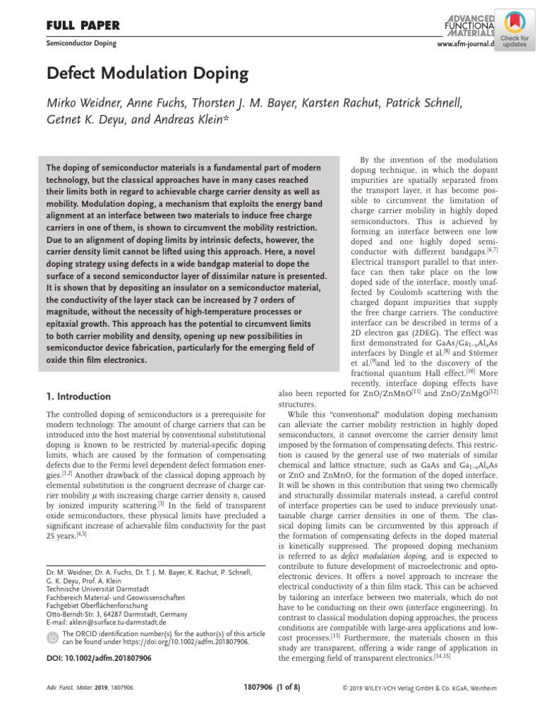 4-Defect Modulation Doping | PDF | Doping (Semiconductor) | Semiconductors