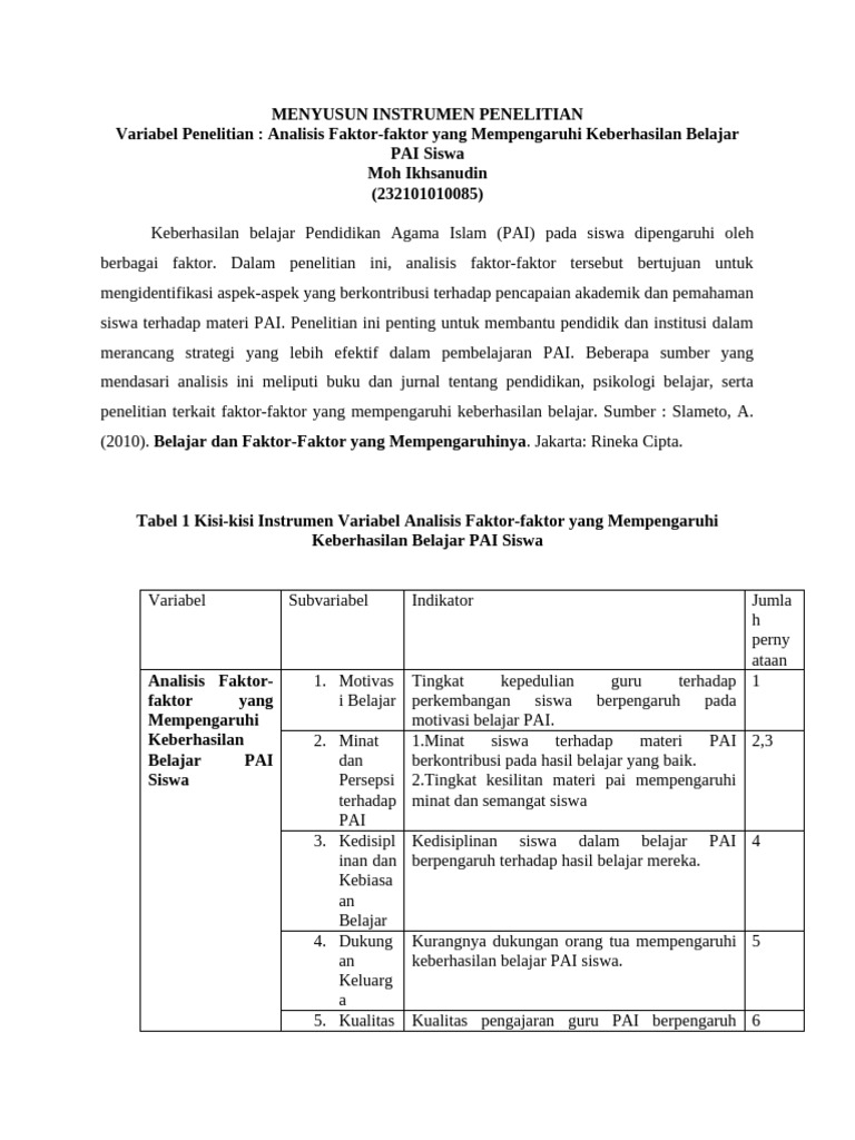 Instrumen Penelitian Ikhsan Rev | PDF