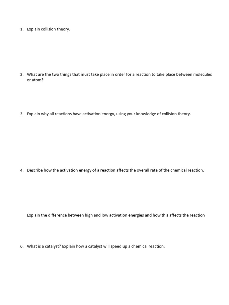 W - MR Geistfeld - Collision Theory Worksheet - Qandkey | PDF ...