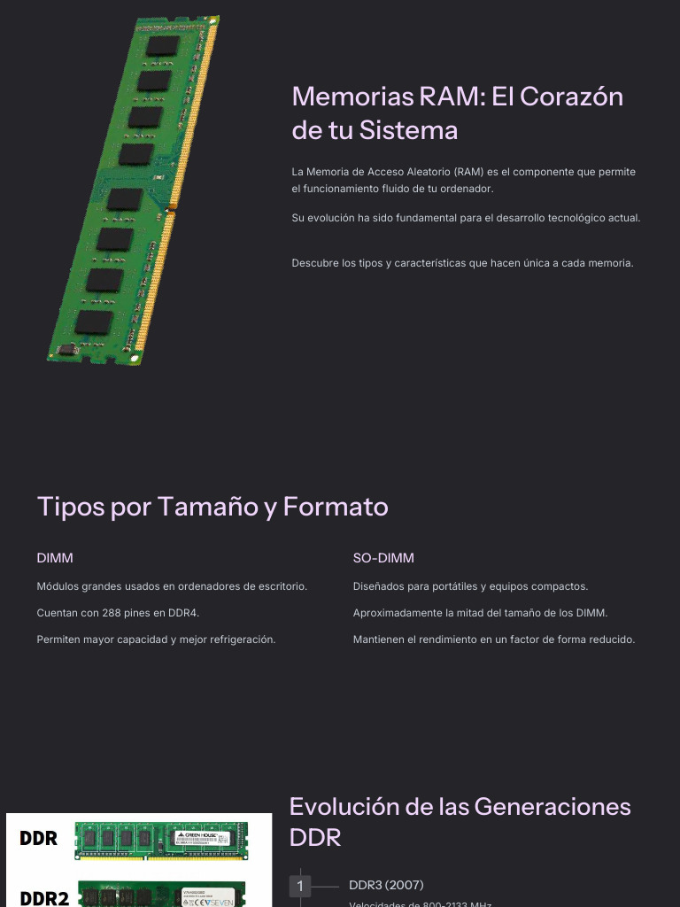 Memorias RAM El Corazon de Tu Sistema | PDF | Memoria de acceso ...