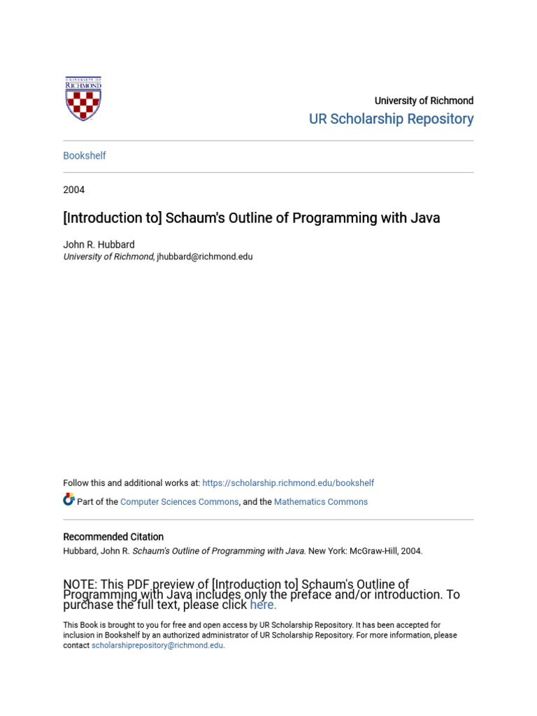 (Introduction To) Schaums Outline of Programming With Java | PDF
