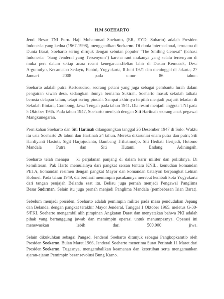BIODATA SINGKAT H. SUHARTO | PDF