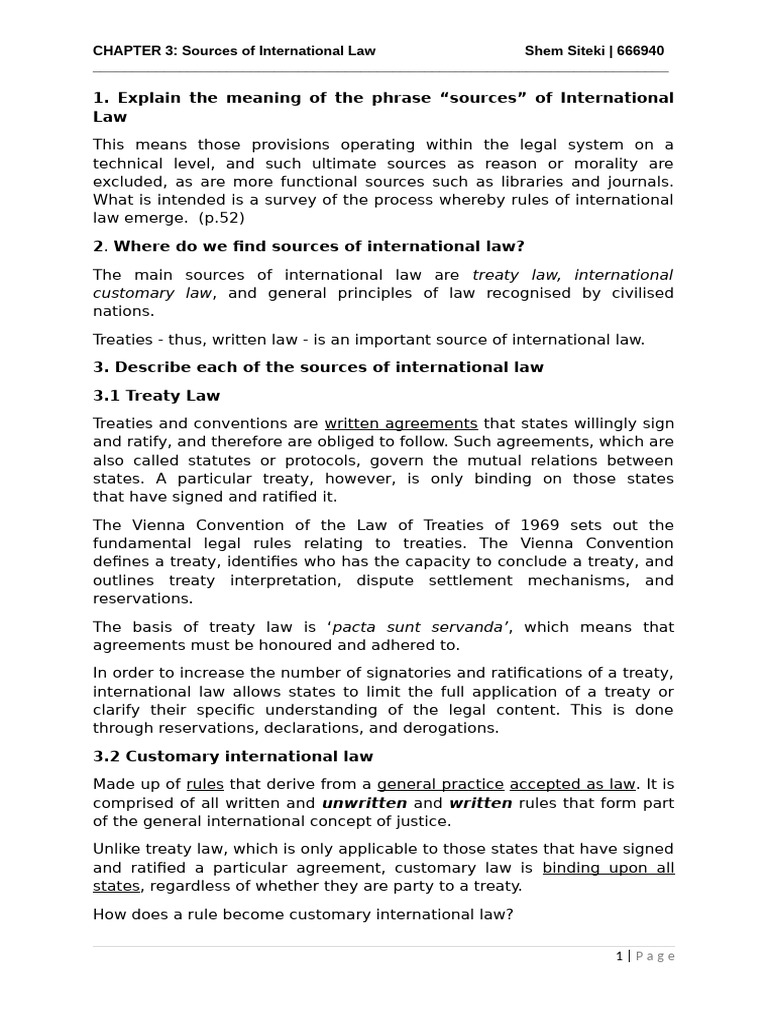 Sources of International Law | PDF | International Law | Treaty