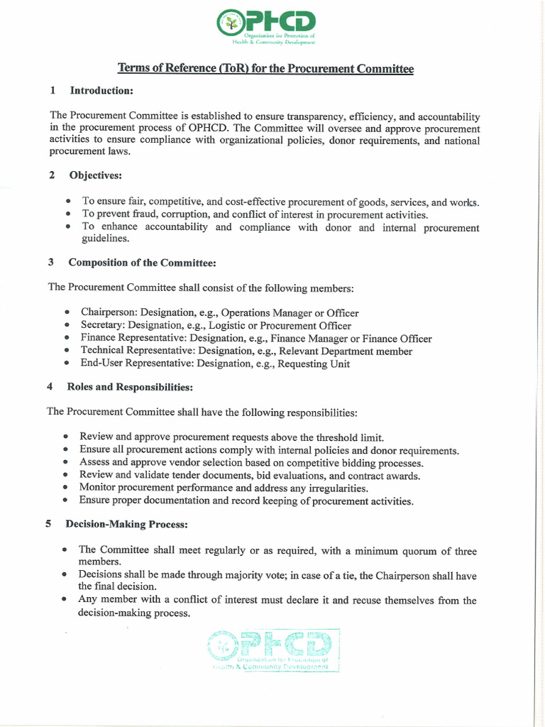 Scan ToR of Procurement Committees | PDF