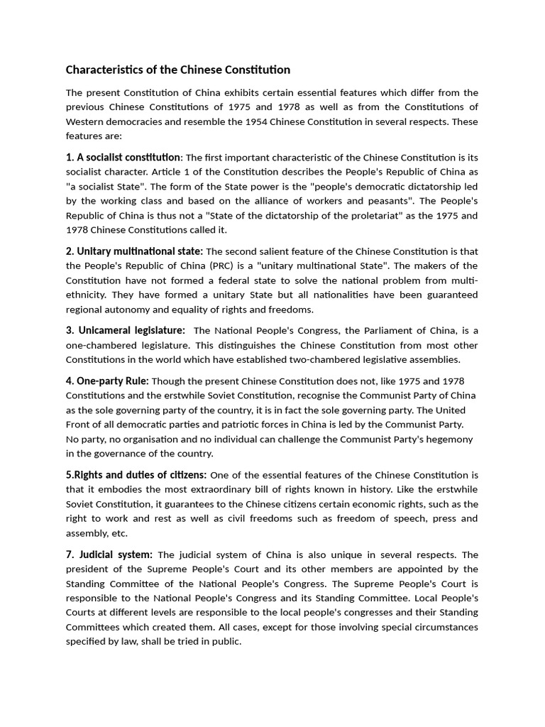 Nature of Chinese Constitution | PDF | Constitution | China