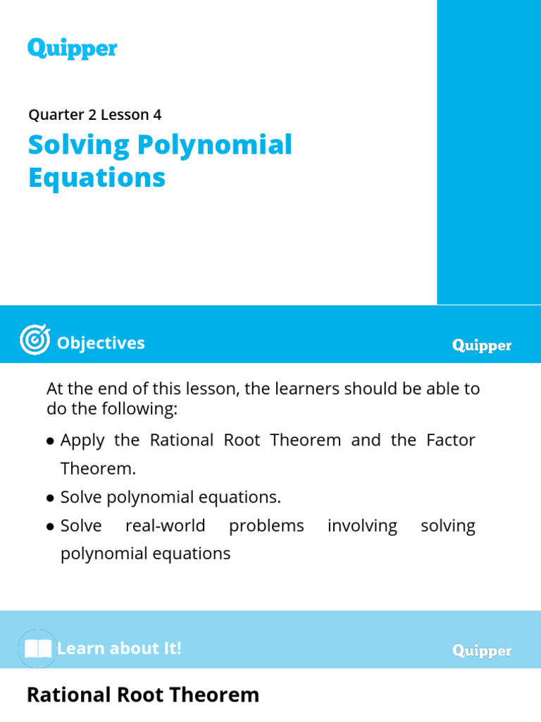 Solving Polynomial Equations | PDF | Factorization | Polynomial