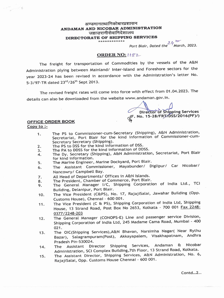 DSS Fright Charges 2023-24 | PDF
