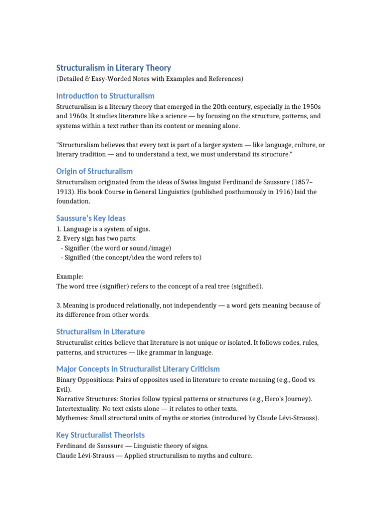 Structuralism in Literary Theory | PDF | Human Communication | Linguistics