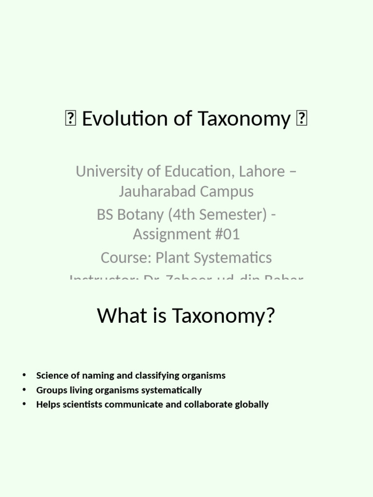 Final Evolution of Taxonomy Presentation | PDF | Taxonomy (Biology ...