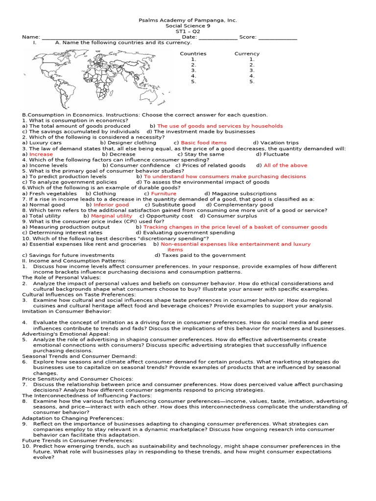 ST1 - Q2 Social Science 9and10 | PDF | Globalization | Consumer Behaviour