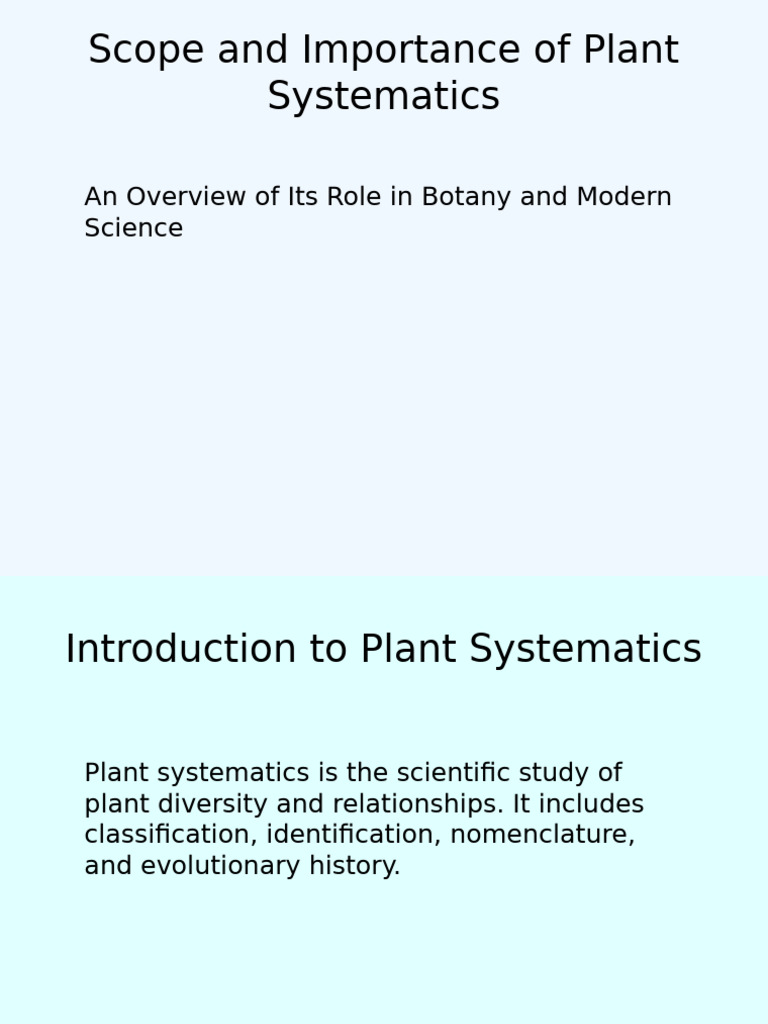 Scope Importance Plant Systematics | PDF